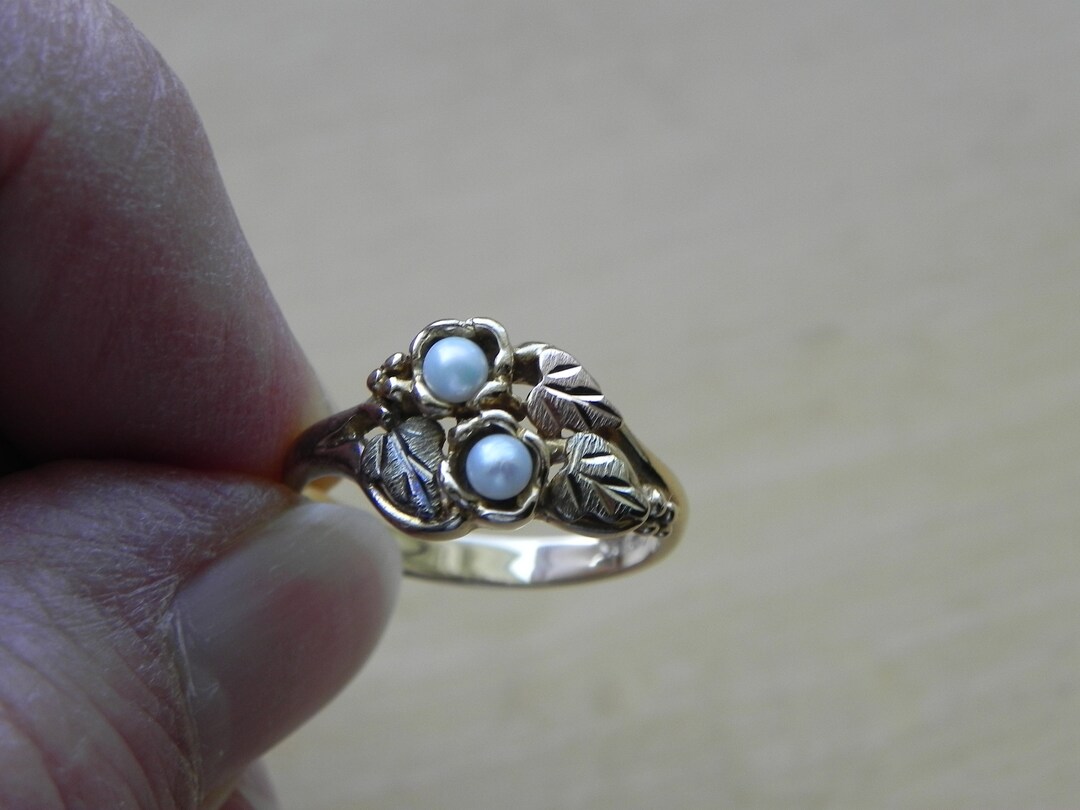 Landstroms Black Hills Gold and Inset Pearls Ring - Etsy
