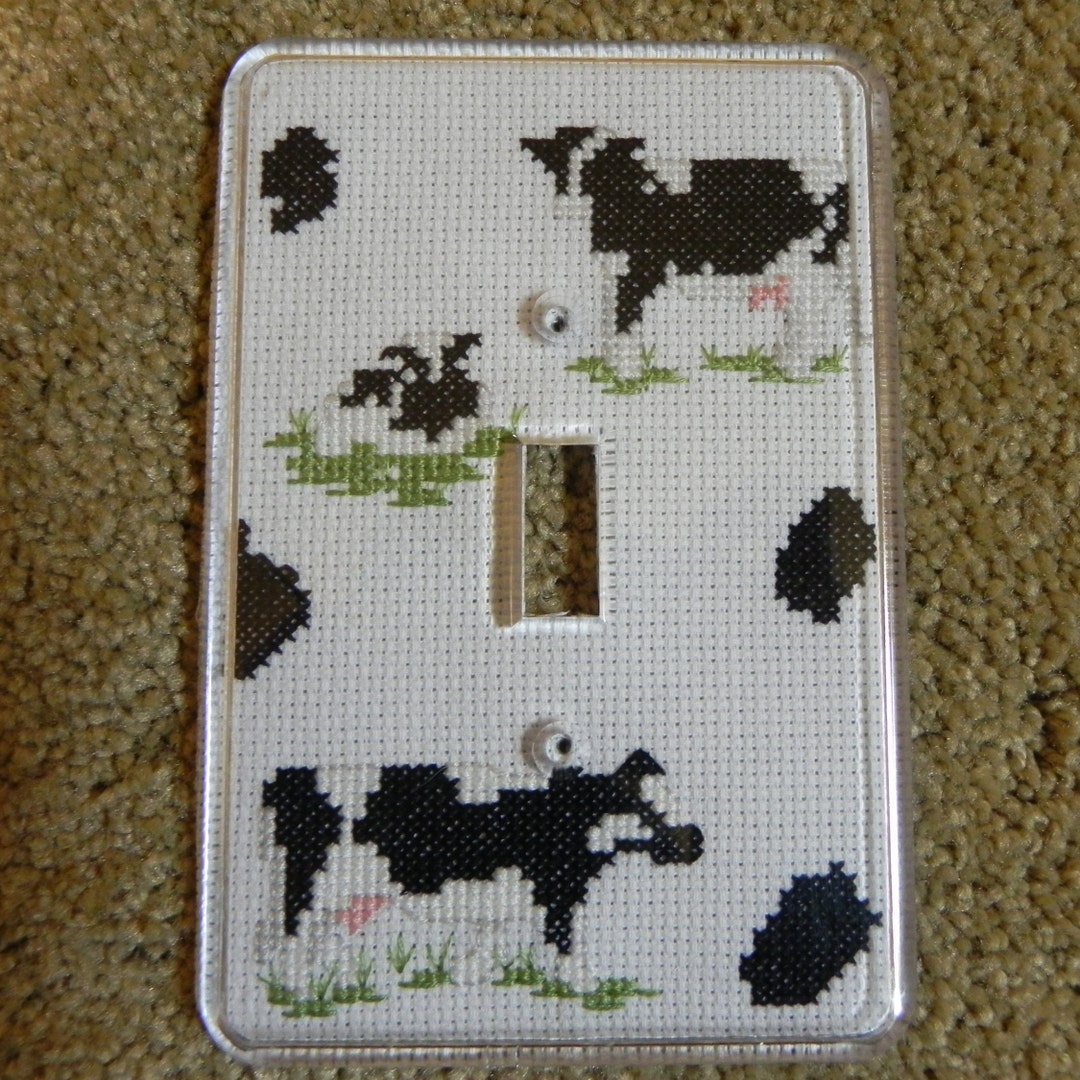 Cross Stitch Cows Single Light Switch Plate - Etsy