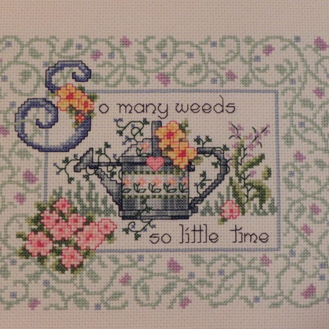 Gardener's Motto Cross Stitch Picture Completed & Handmade - Etsy