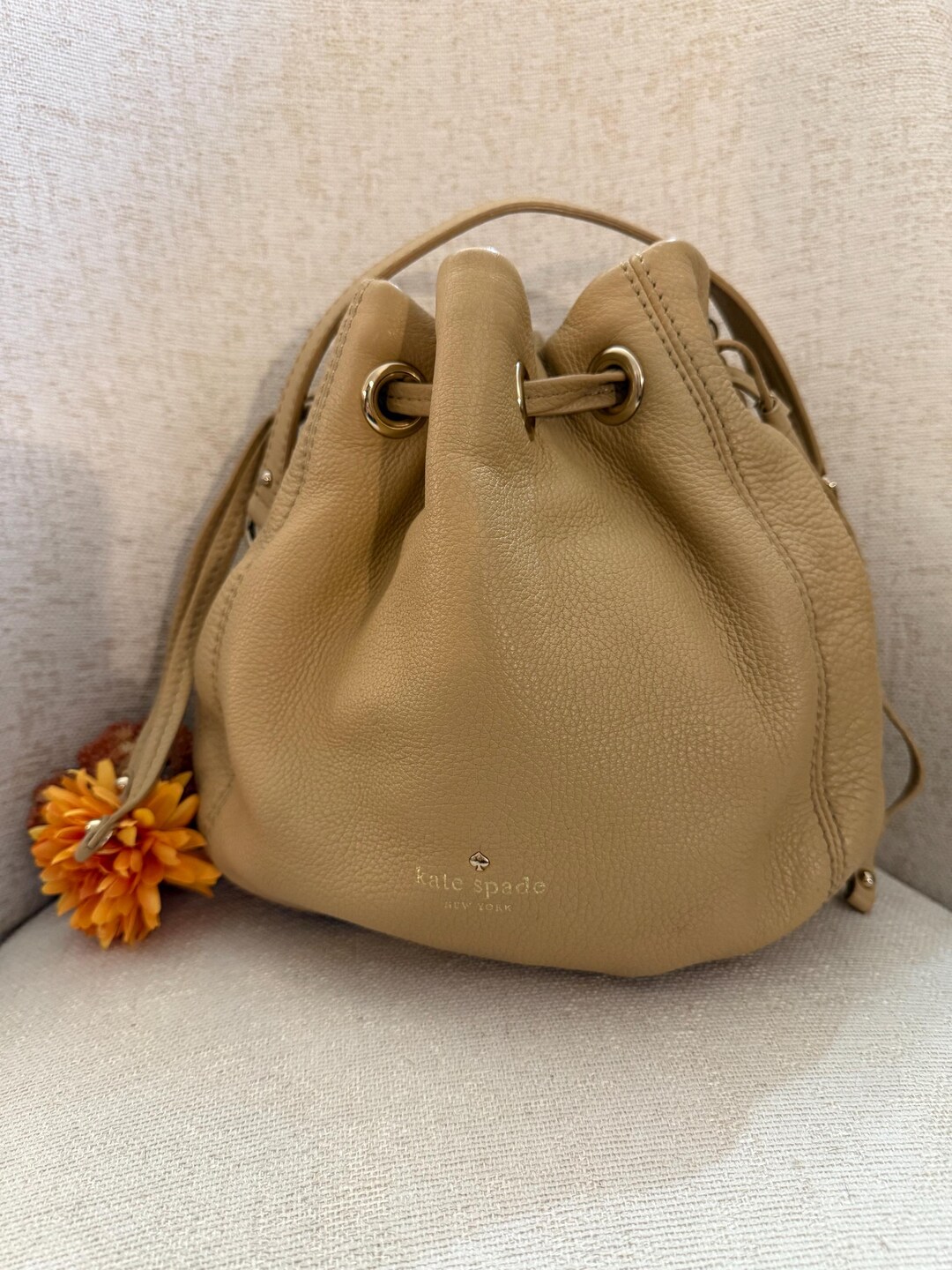 Kate Spade Peanut Leather Cobble Hill Katie Drawstring Pouch Bag - Etsy