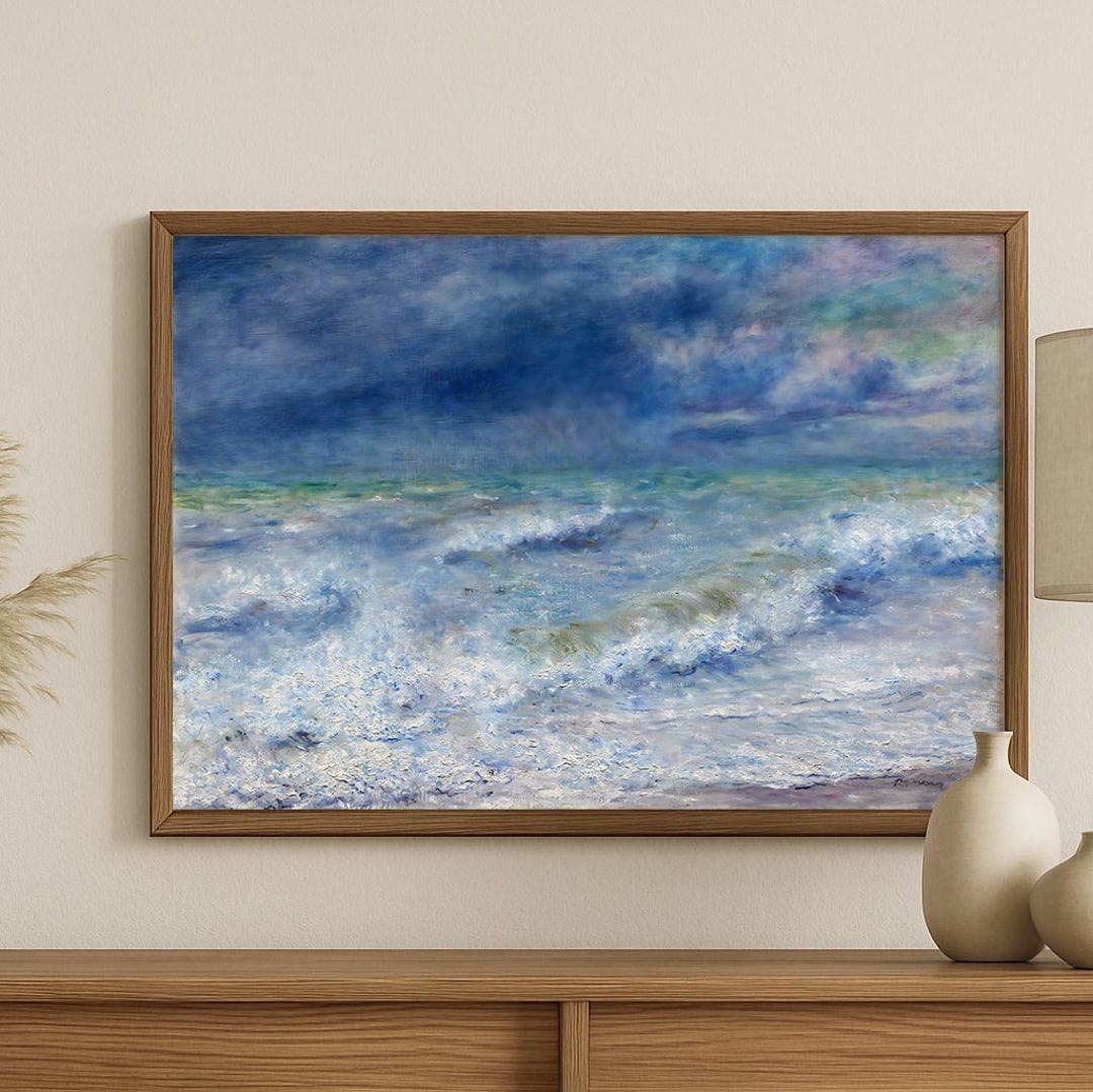 Impressionist Ocean Waves Art Print, Renoir Style Seascape, Digital ...