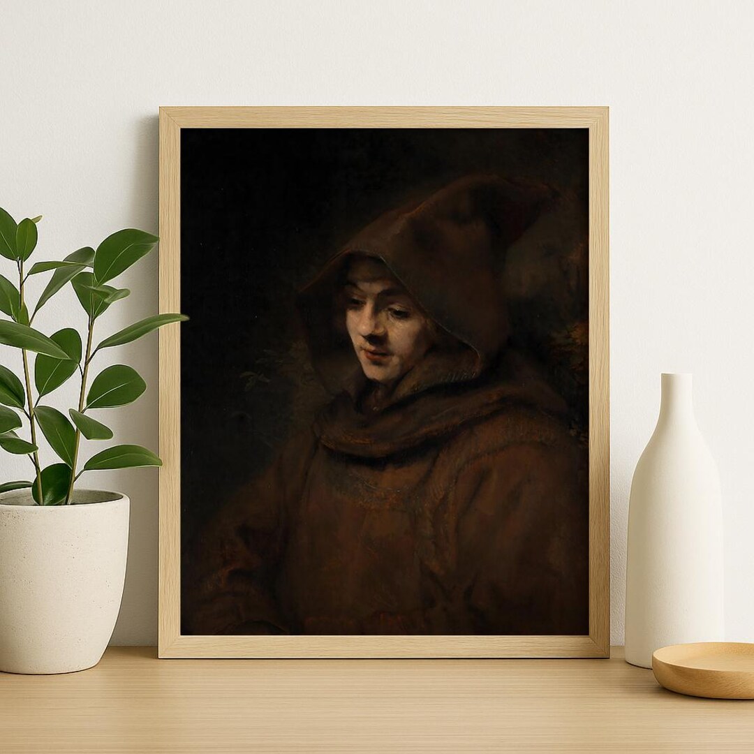 Monk Portrait Art Print, Old Master Style, Dark Academia, Digital ...