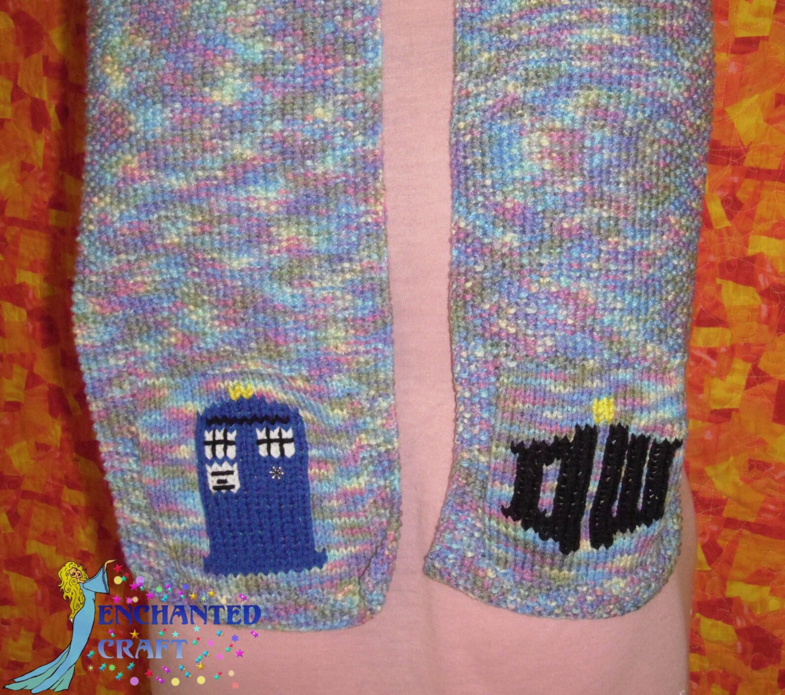 Warm Knitted Dr Who Inspired Tardis & Symbol Scarf Great Gift - Etsy
