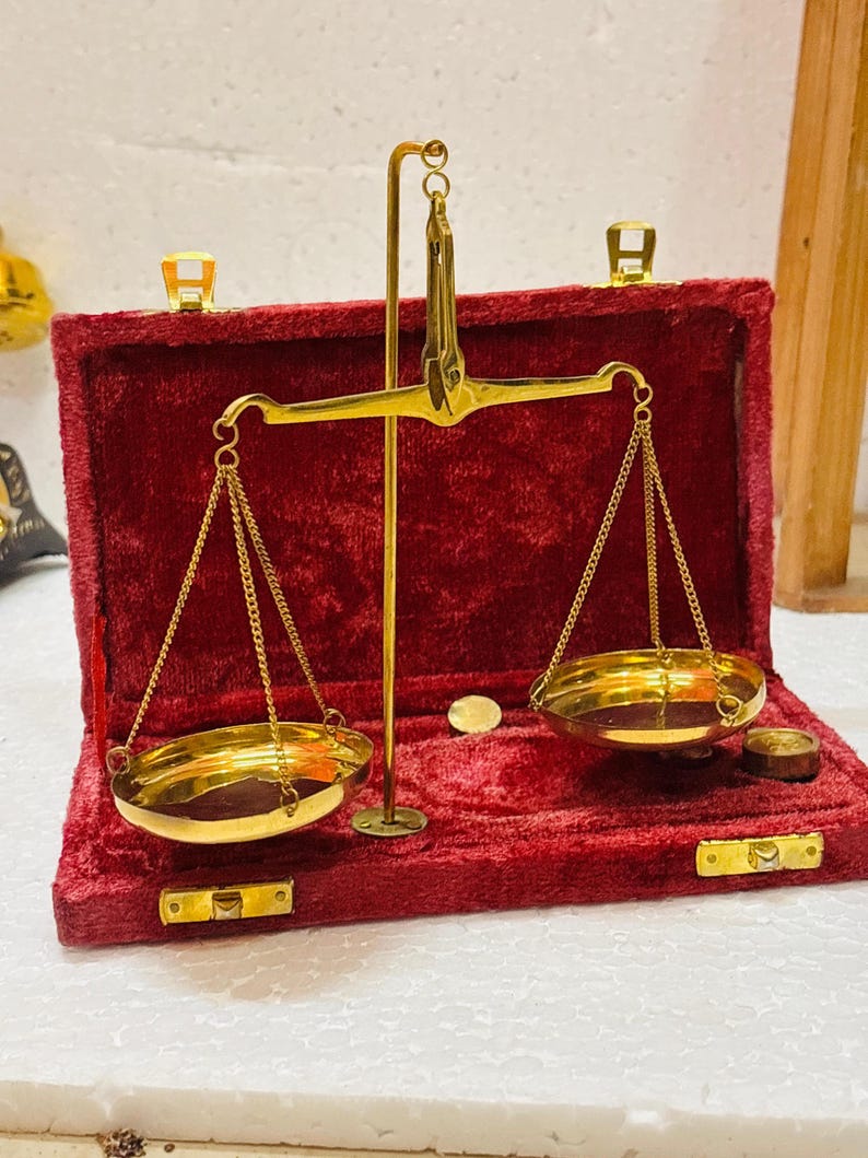 Vintage Brass Balance Scale in Wooden Brown Box | 1g–20g Weighing Tool ...