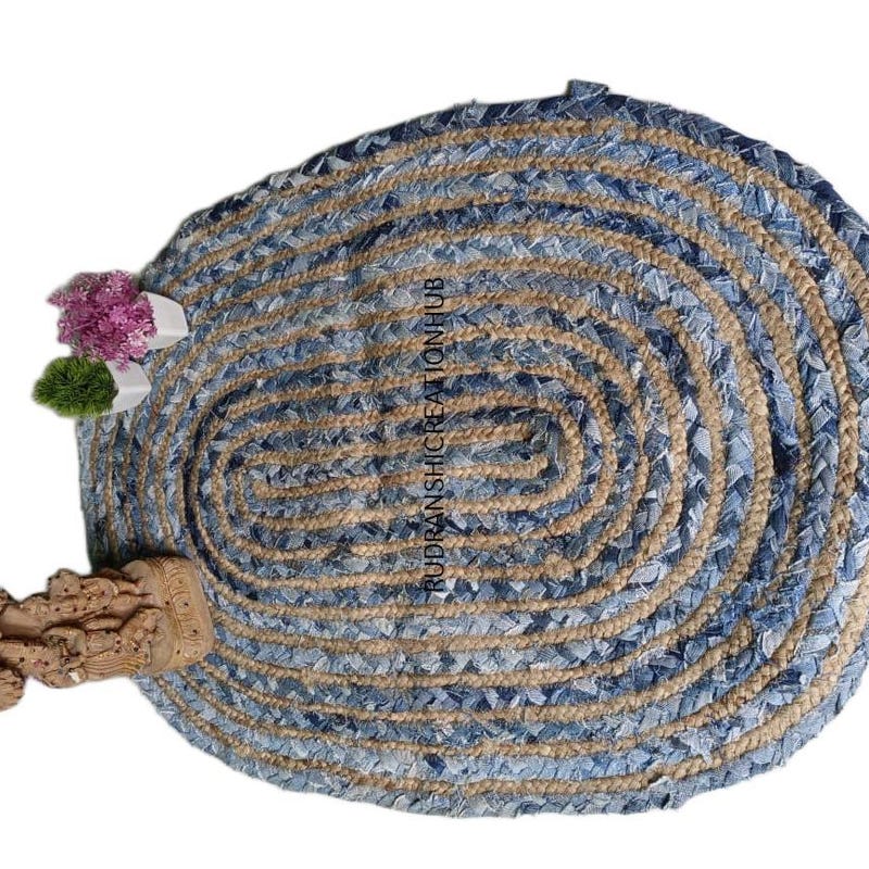 Denim Braided Rug - Etsy