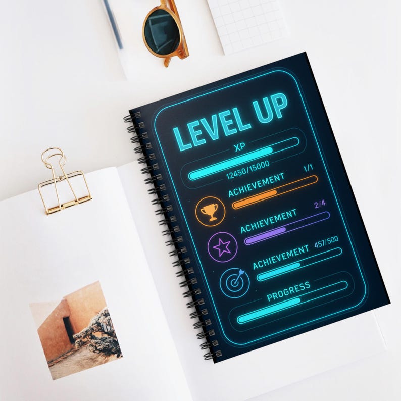 Level up Gamer Notebook-xp Tracker Spiral Journal for Gamers, Students ...