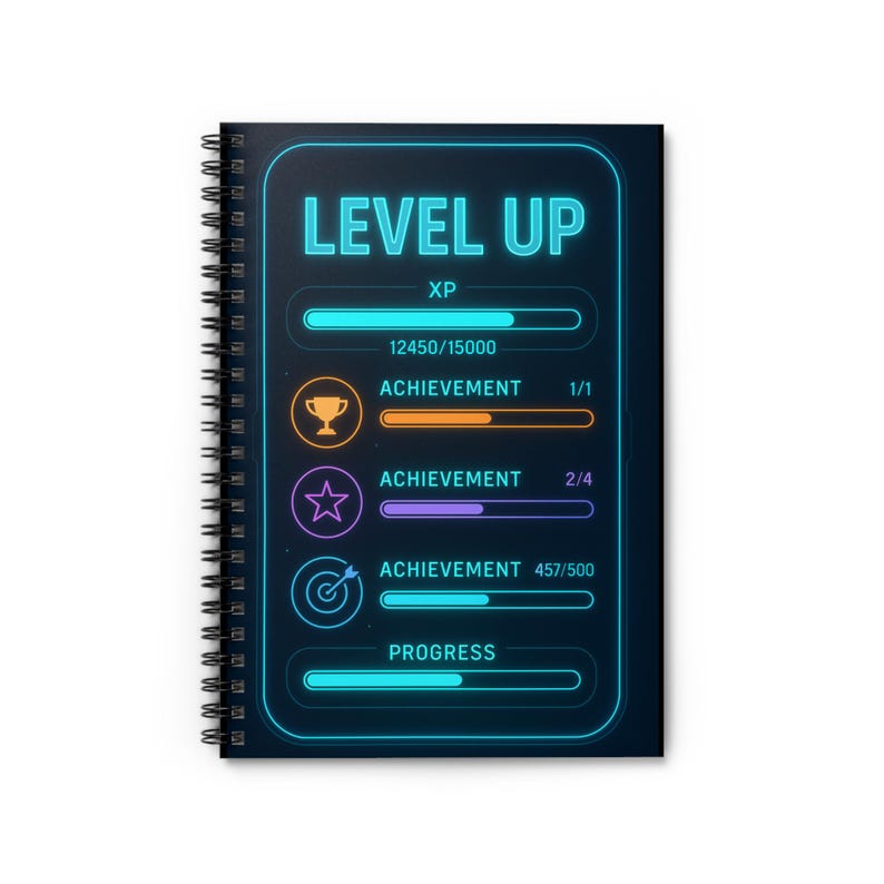 Level up Gamer Notebook-xp Tracker Spiral Journal for Gamers, Students ...