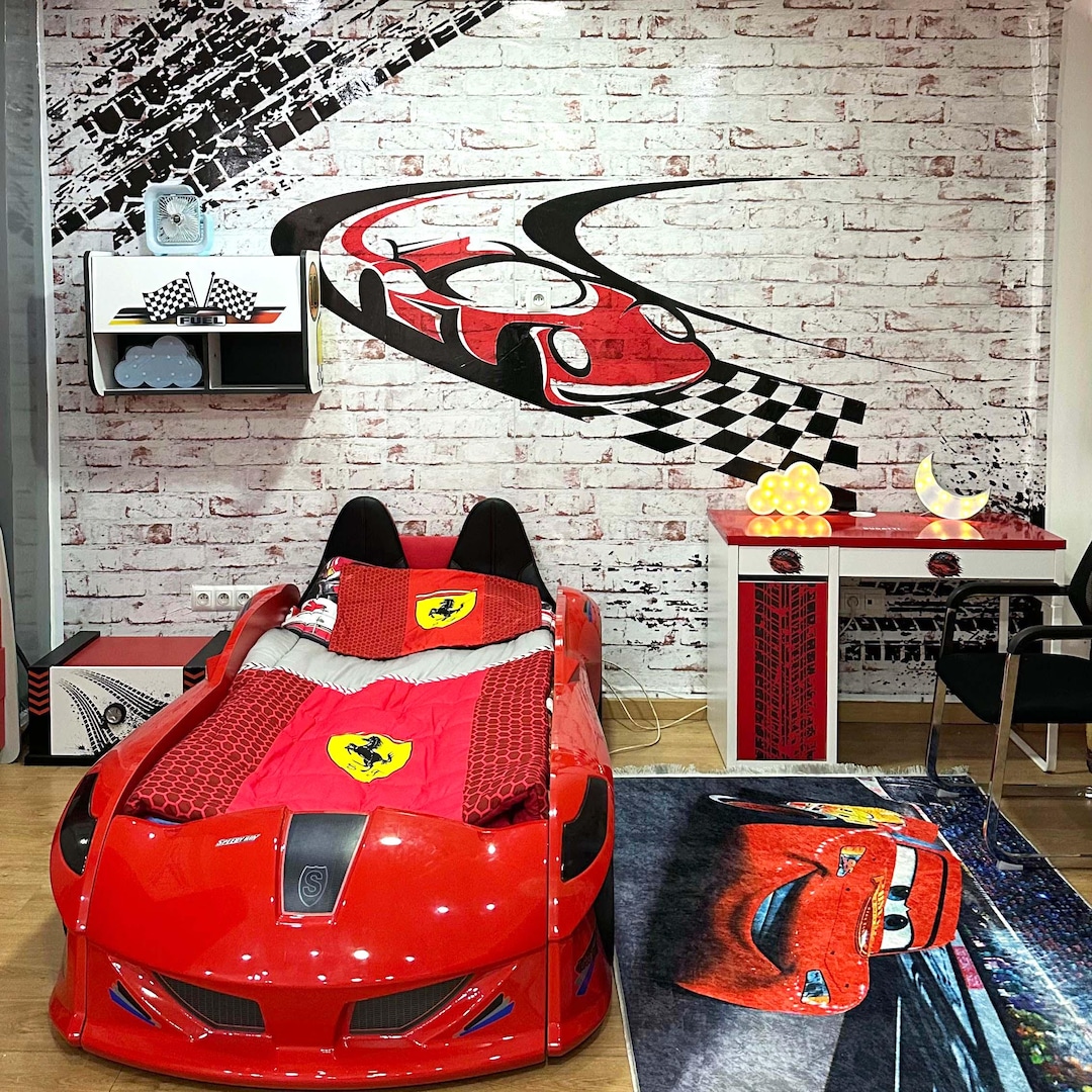 Race Car Wall Mural for Kids | Digital Download Poster | Boys Room ...