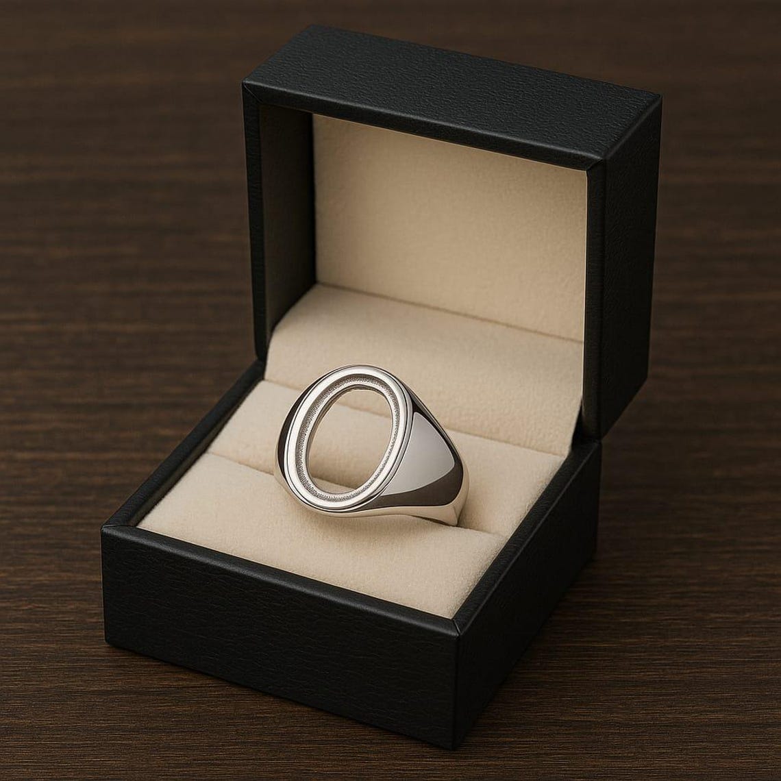 Sterling Silver Oval Bezel Ring Frame: Signet Style, Custom Gemstone ...