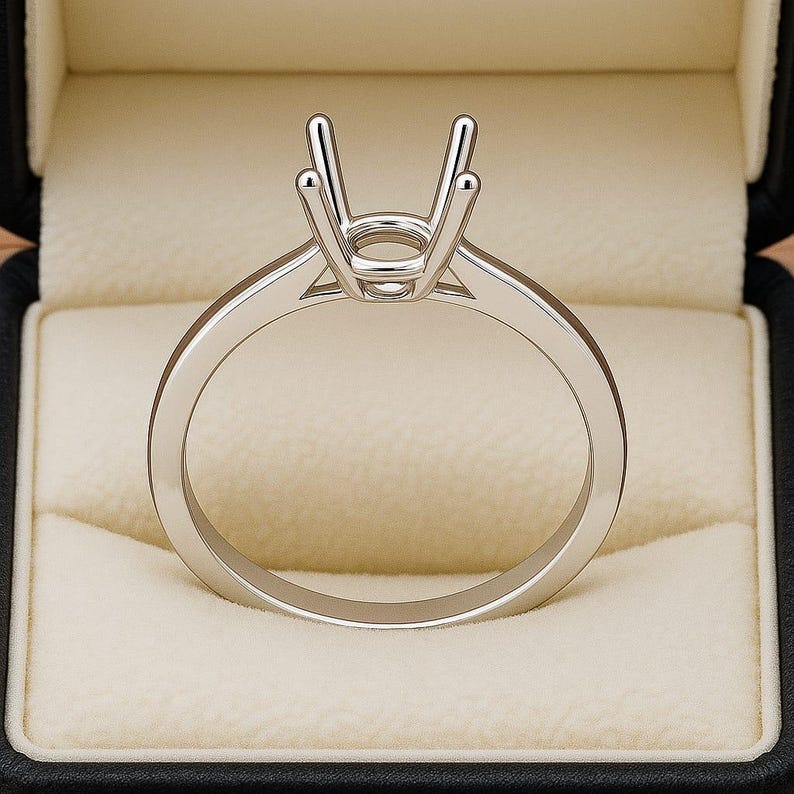 Sterling Silver Solitaire Ring Setting: 4-prong Mount, Stone Not ...