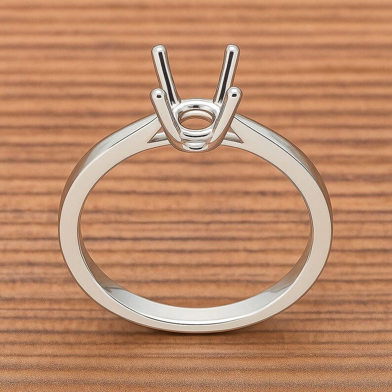 Sterling Silver Solitaire Ring Setting: 4-prong Mount, Stone Not ...
