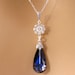 Ocean Blue Jewelry Set CZ Royal Blue Necklace Earrings Dark Blue Bridal ...