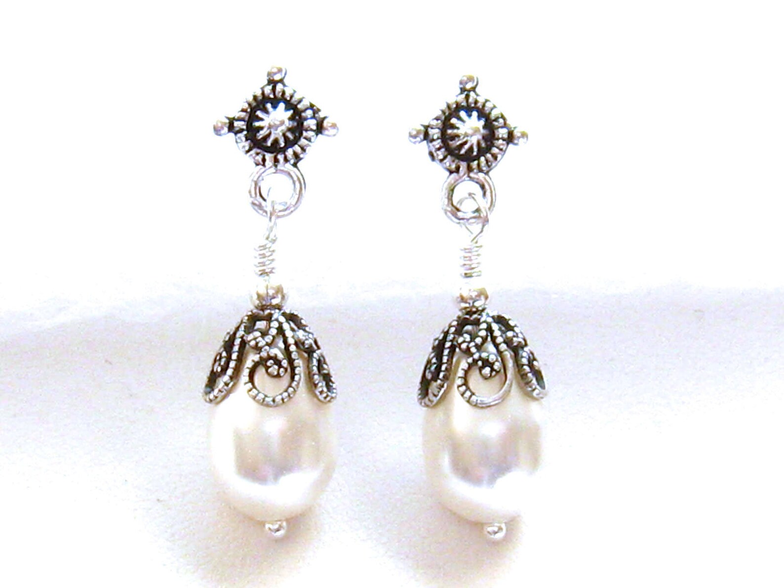 Victorian Pearl Earrings Pearl Bridal Earrings: Victorian | Etsy