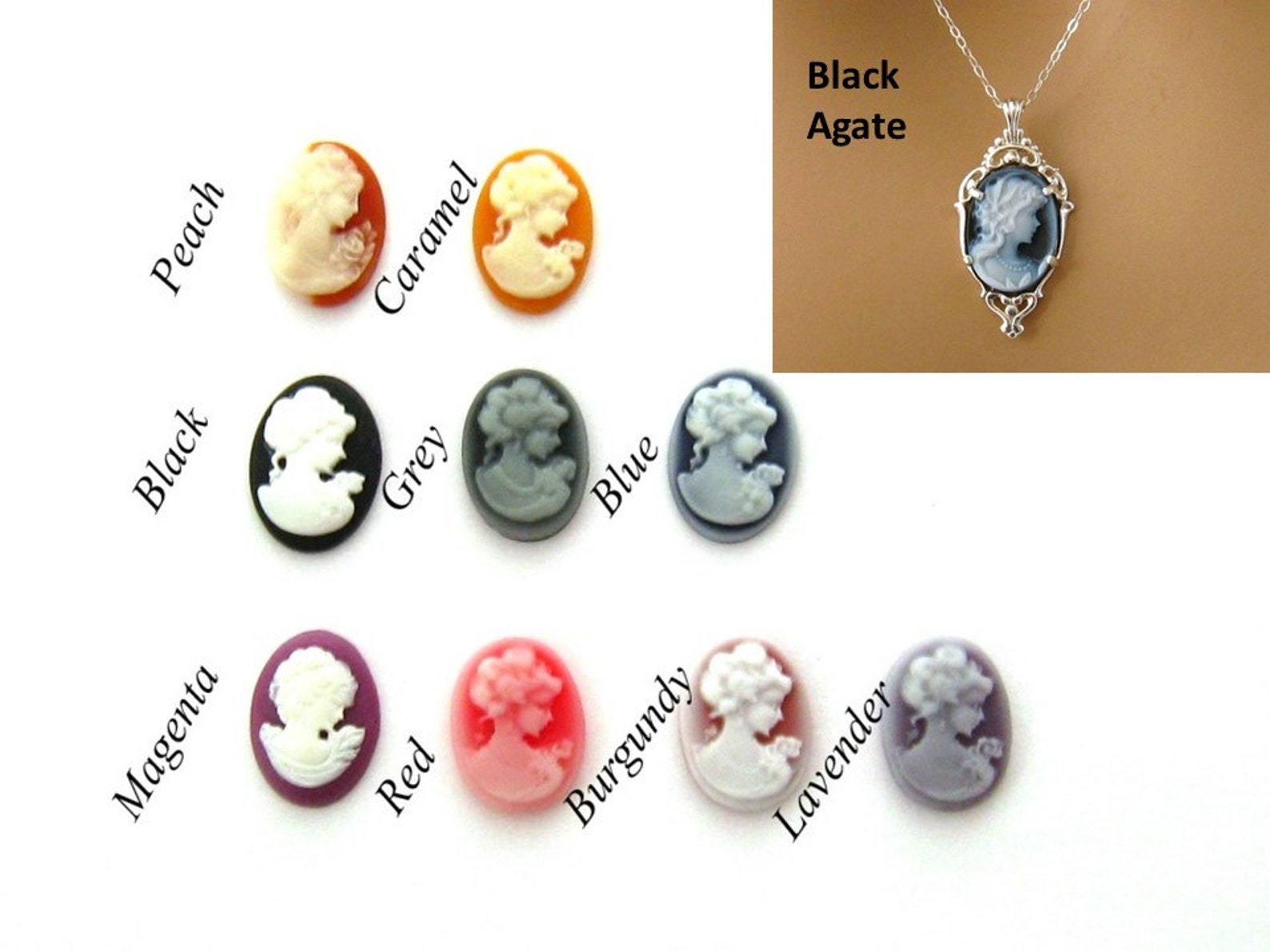 Blue Cameo Necklace: Victorian Woman Small Blue Cameo | Etsy