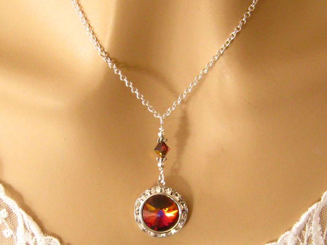 Red Swarovski Crystal Necklace: Romantic Elegant Red Crystal | Etsy