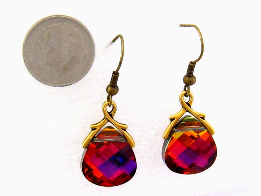Red Crystal Earrings: Swarovski Volcano Blue Red Crystal Earrings ...
