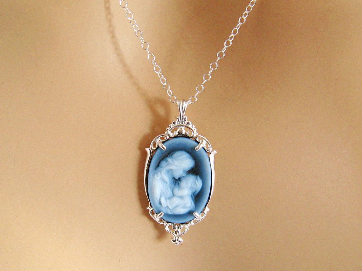 Real Cameo Necklace, New Mom Gift, Mother and Child Cameo Necklace ...