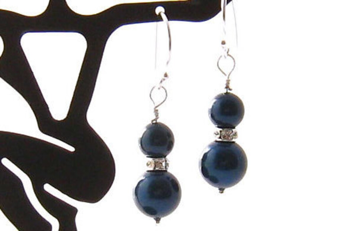 Blue Pearl Jewelry Set Pearl Rhinestone Bridal Necklace - Etsy