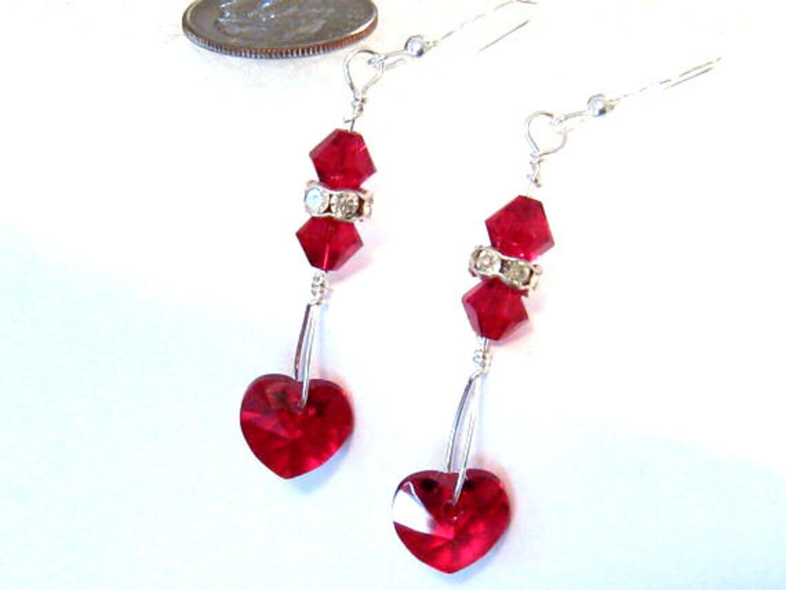 Red Heart Necklace, Red Heart Swarovski Necklace, Ruby Heart Jewelry ...
