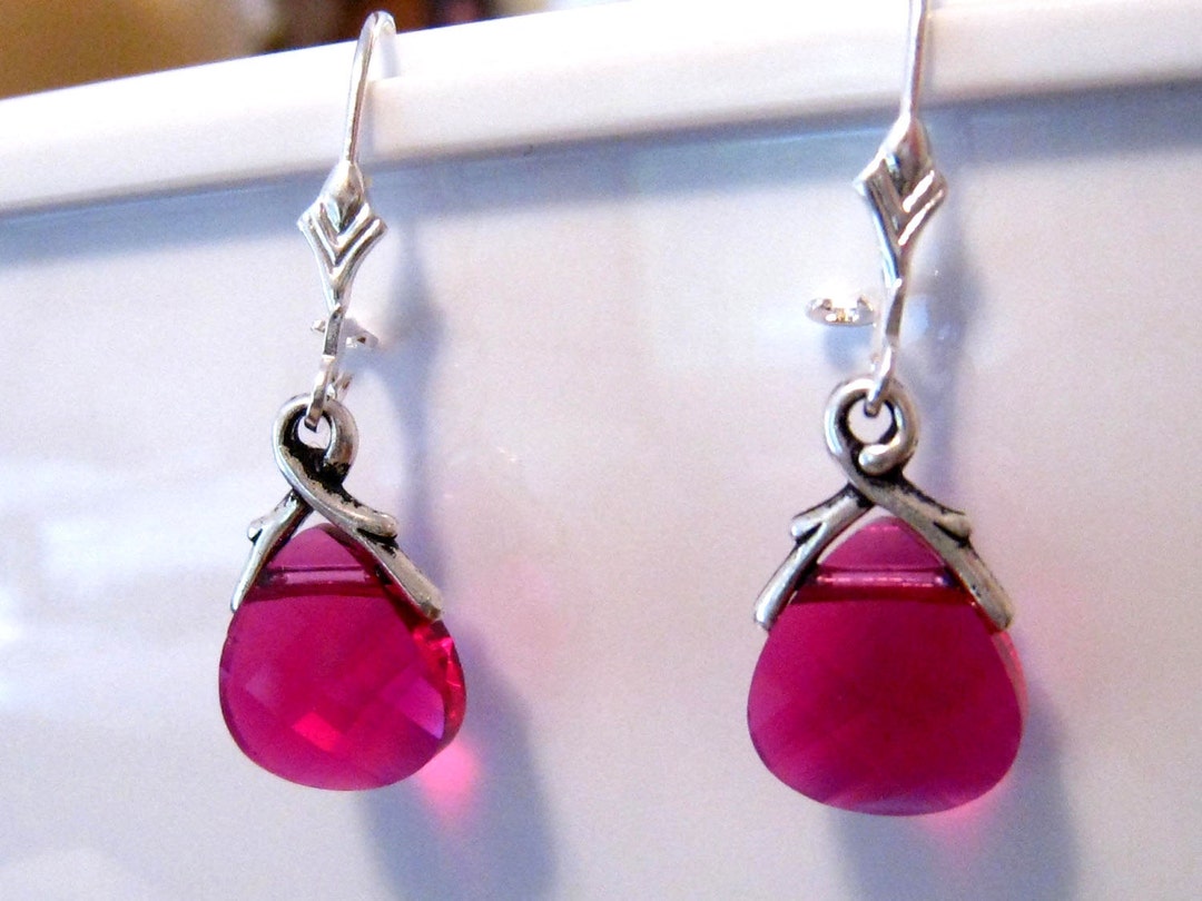 Red Crystal Earrings, Red Bridesmaid Earrings, Wedding Jewelry, Red ...