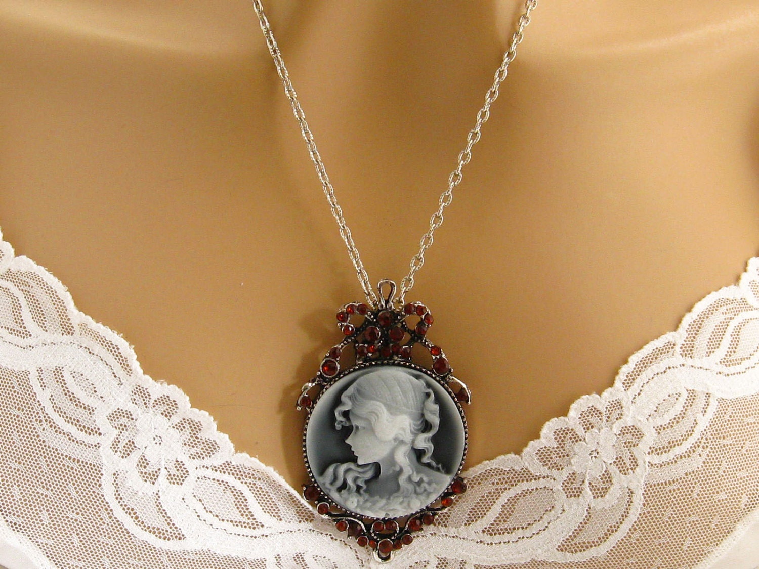 Slate Blue Cameo: Victorian Woman Blue Cameo Necklace Vintage - Etsy