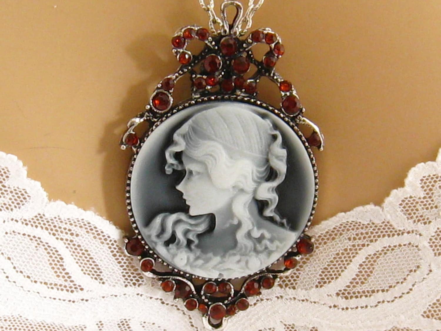 Slate Blue Cameo: Victorian Woman Blue Cameo Necklace Vintage - Etsy