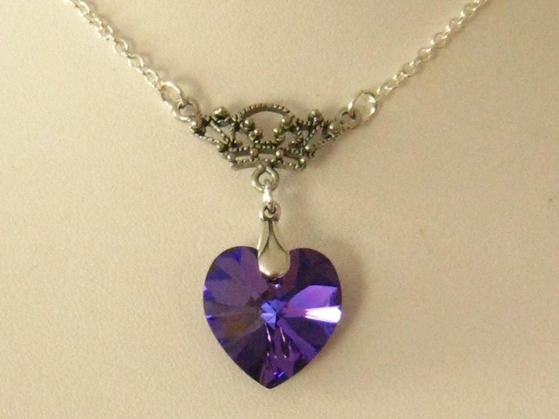 purple-heart-necklace-crystal-bridesmaids-jewelry-romantic-victorian