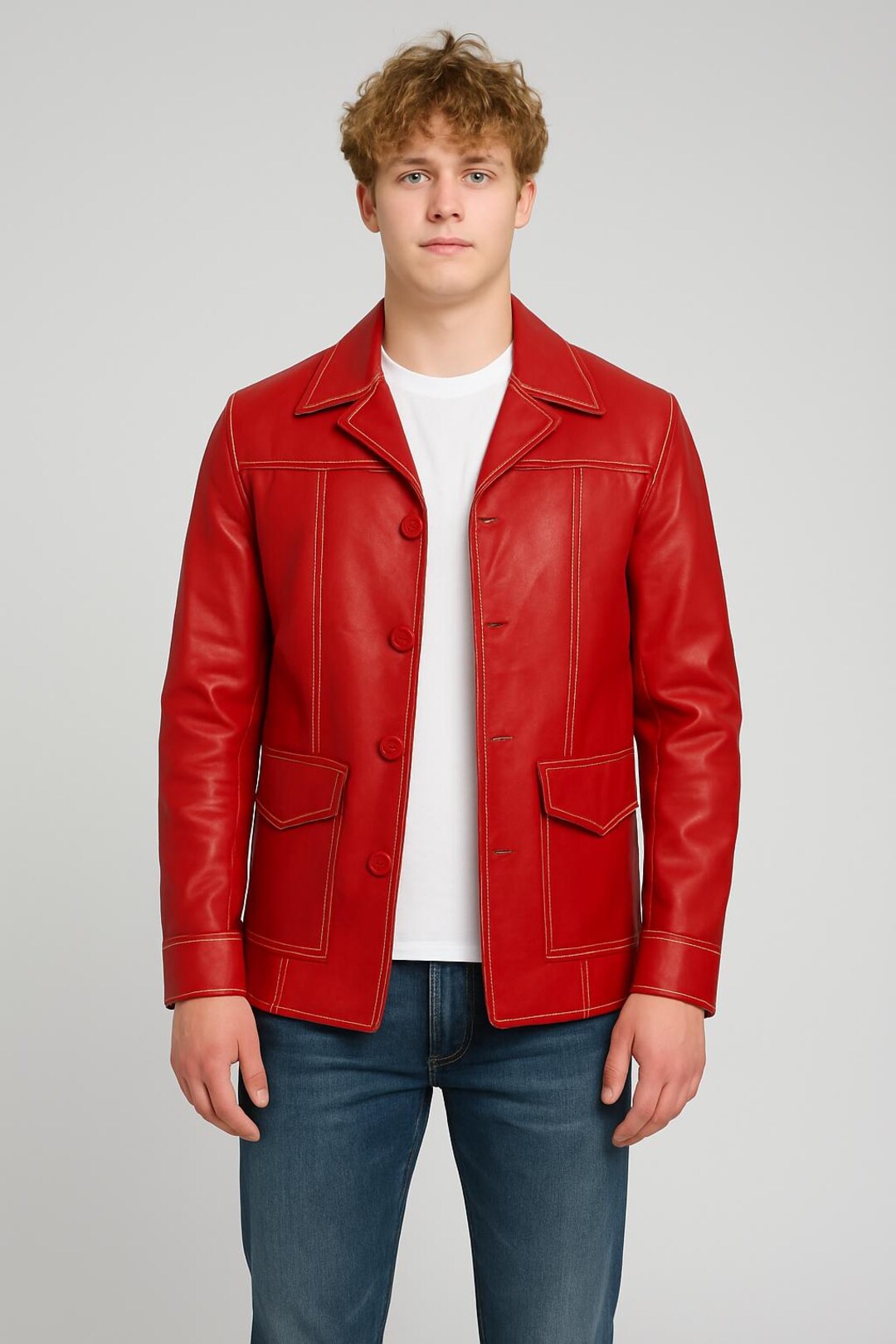 Handmade Fight Club Tyler Durden Leather Jacket | Brad Pitt 90s Cosplay ...