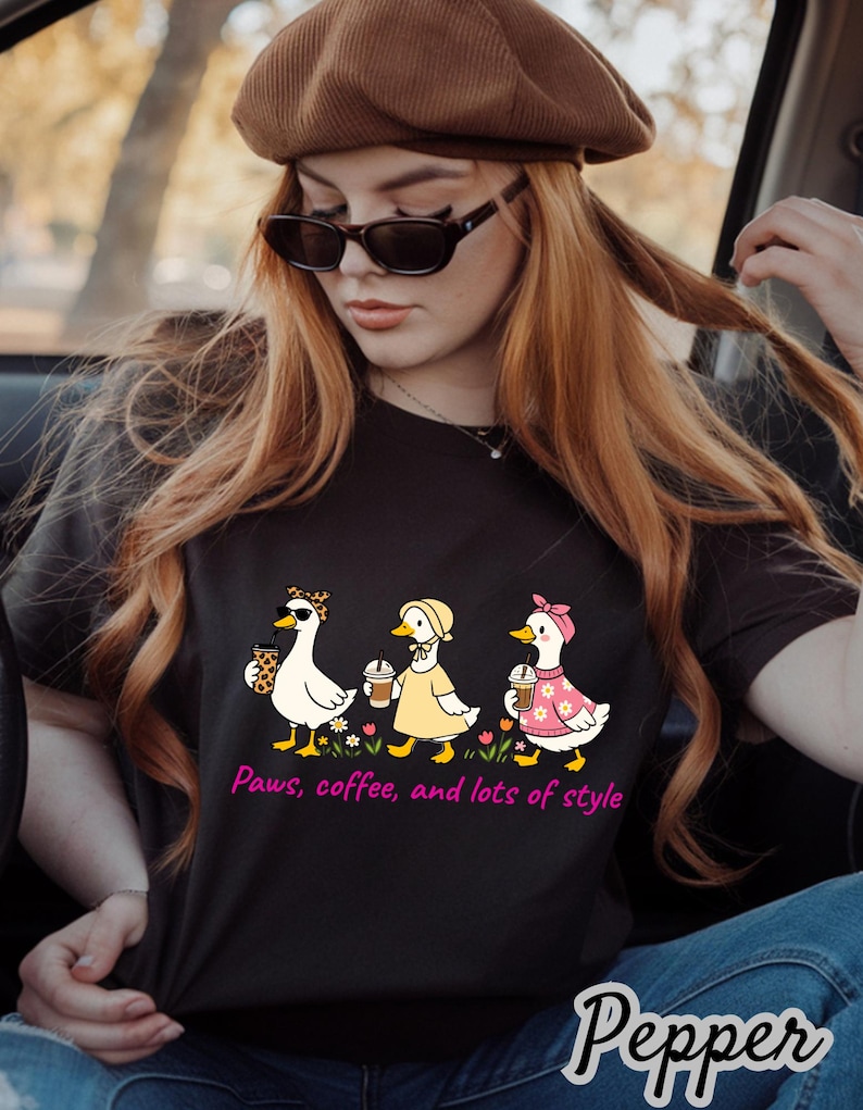 Stylish Ducks With Coffee T-shirt | Paws, Coffee, and Lots of Style ...