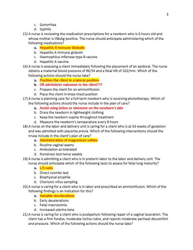 ATI Practice Women & Newborn Health ATI -form A, Form B, and Form C ...