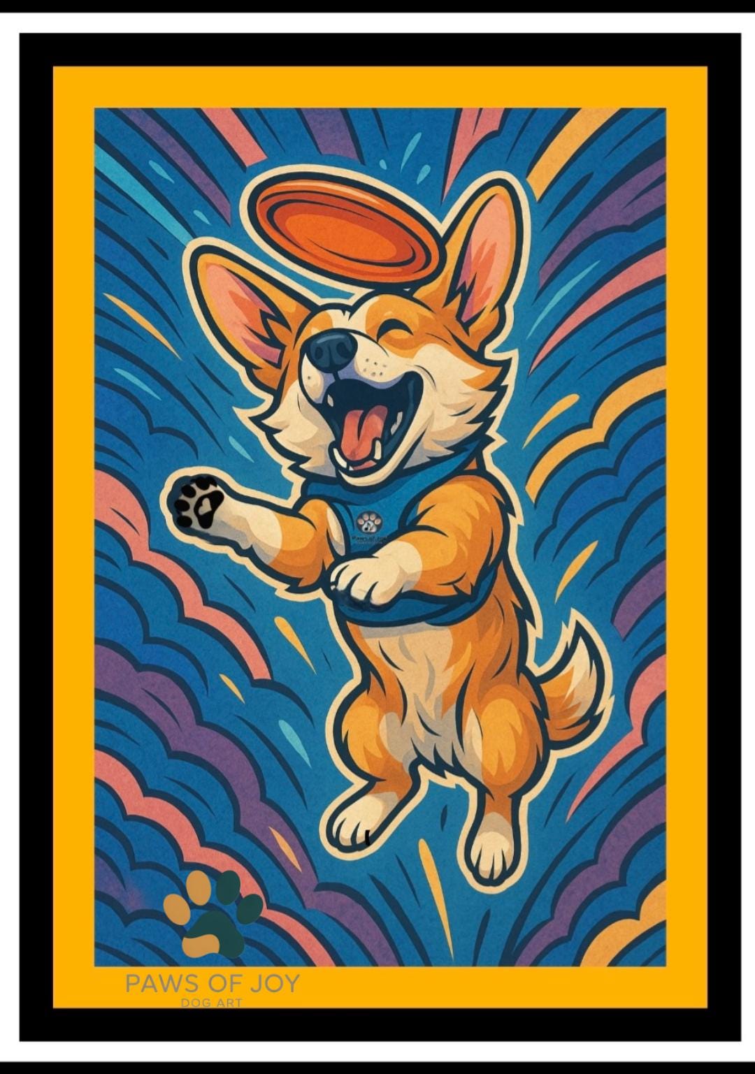 Corgi Jumping to Catch Frisbee Print Ready to Frame 8x 10 - Etsy