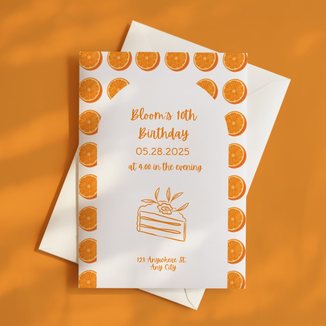 Editable Orange Birthday Invitation | Citrus Summer Party Template ...