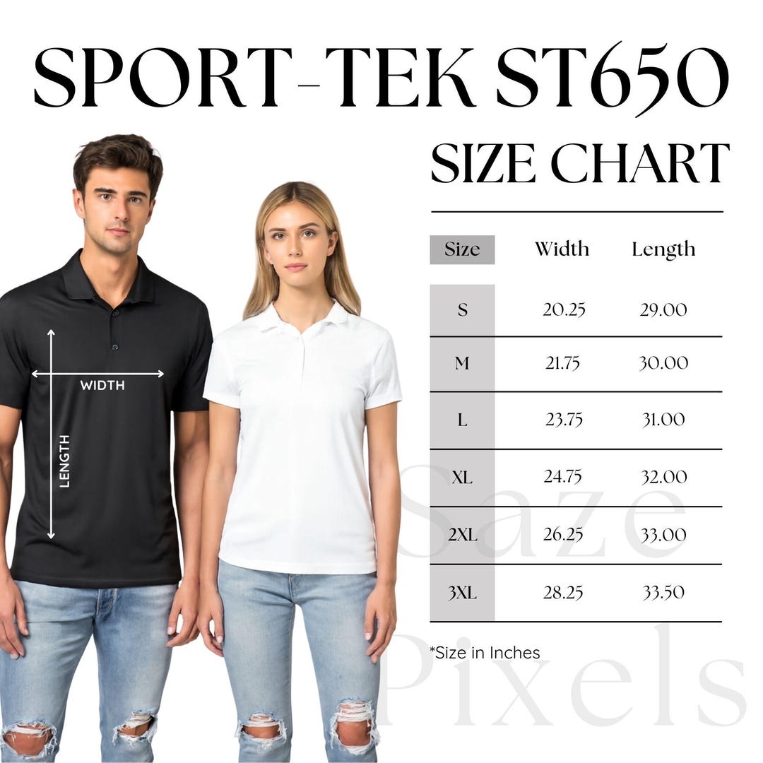 Sport-tek ST650 Size Chart, ST650 Size Chart, ST650 Men's Size Chart ...