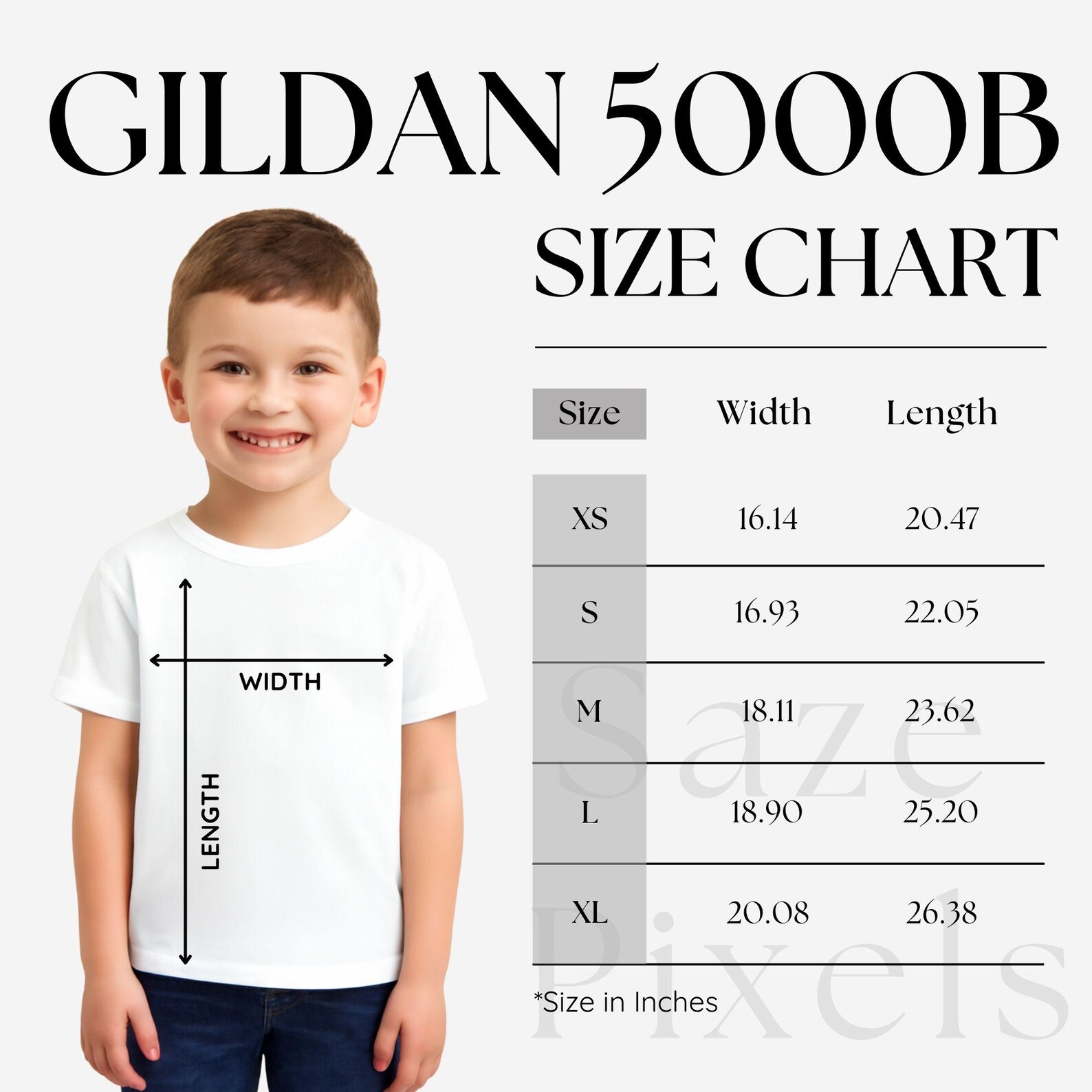 Gildan 5000B Size Chart, Gildan 5000B Youth Size Chart, Youth T-shirt ...