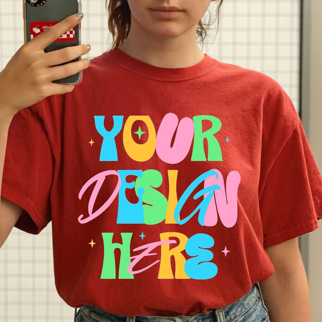 Red Comfort Colors 1717 Mockup, CC 1717 Red Shirt Mockup, CC1717 Shirt ...