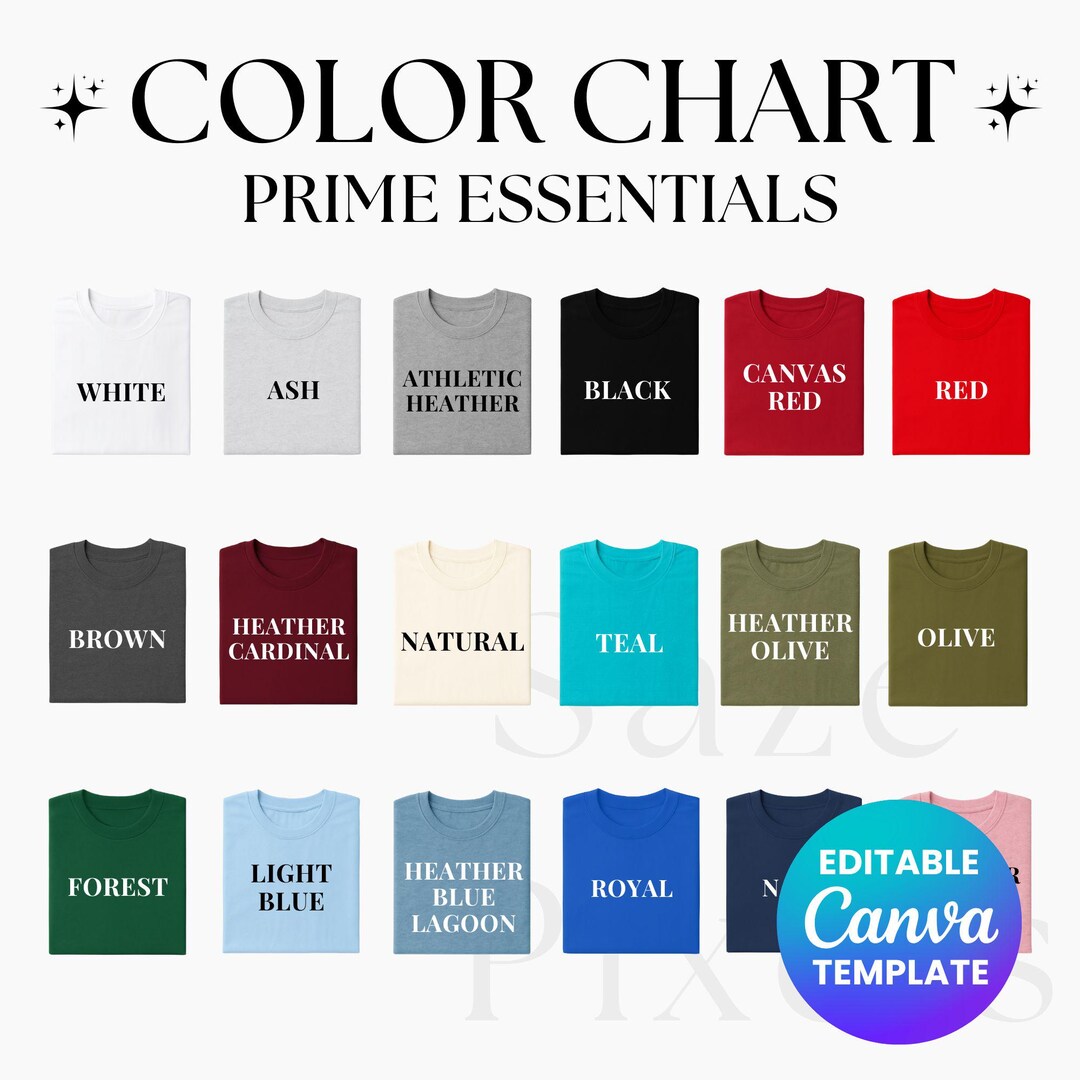 Editable Prime Essentials Color Chart, Prime Essentials Color Chart ...