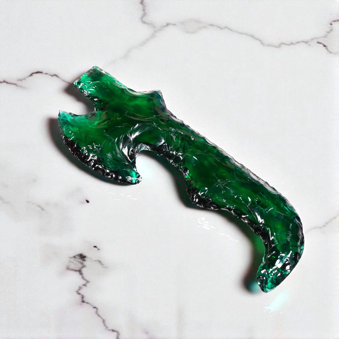 Handmade Green Glass Axe (5.5–6") – Flint Stone Axe, Crystal Blade ...