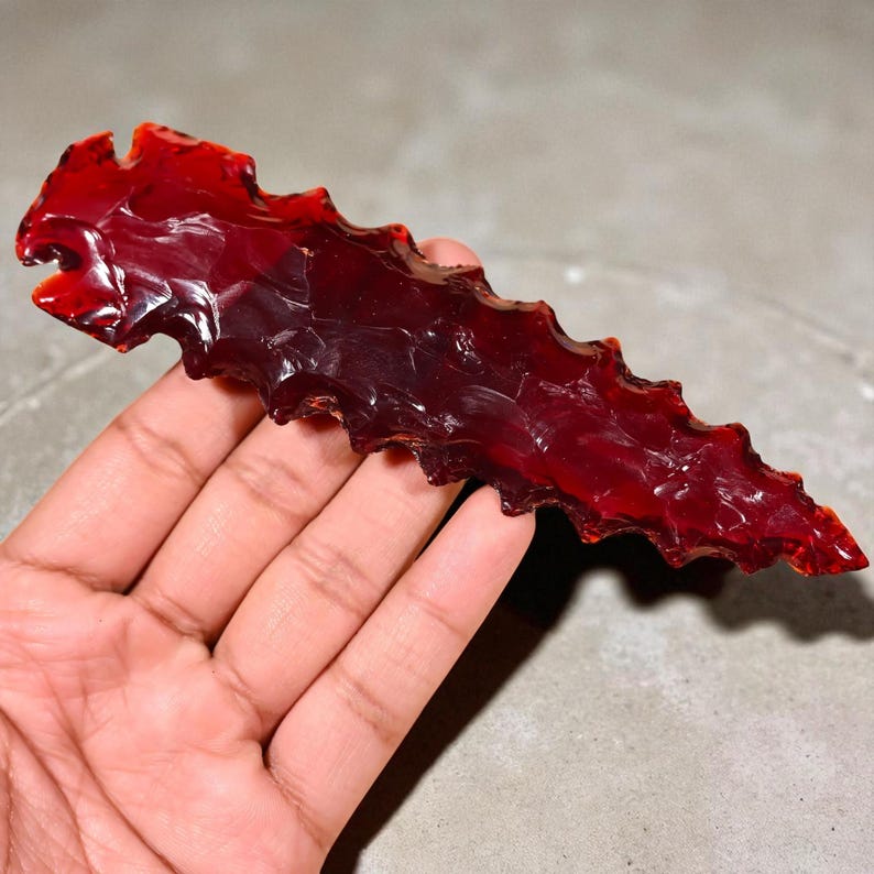 Beautiful Rare Red Glass Sharp Arrow Heads Stone Arrow Glass Arrow Hand ...