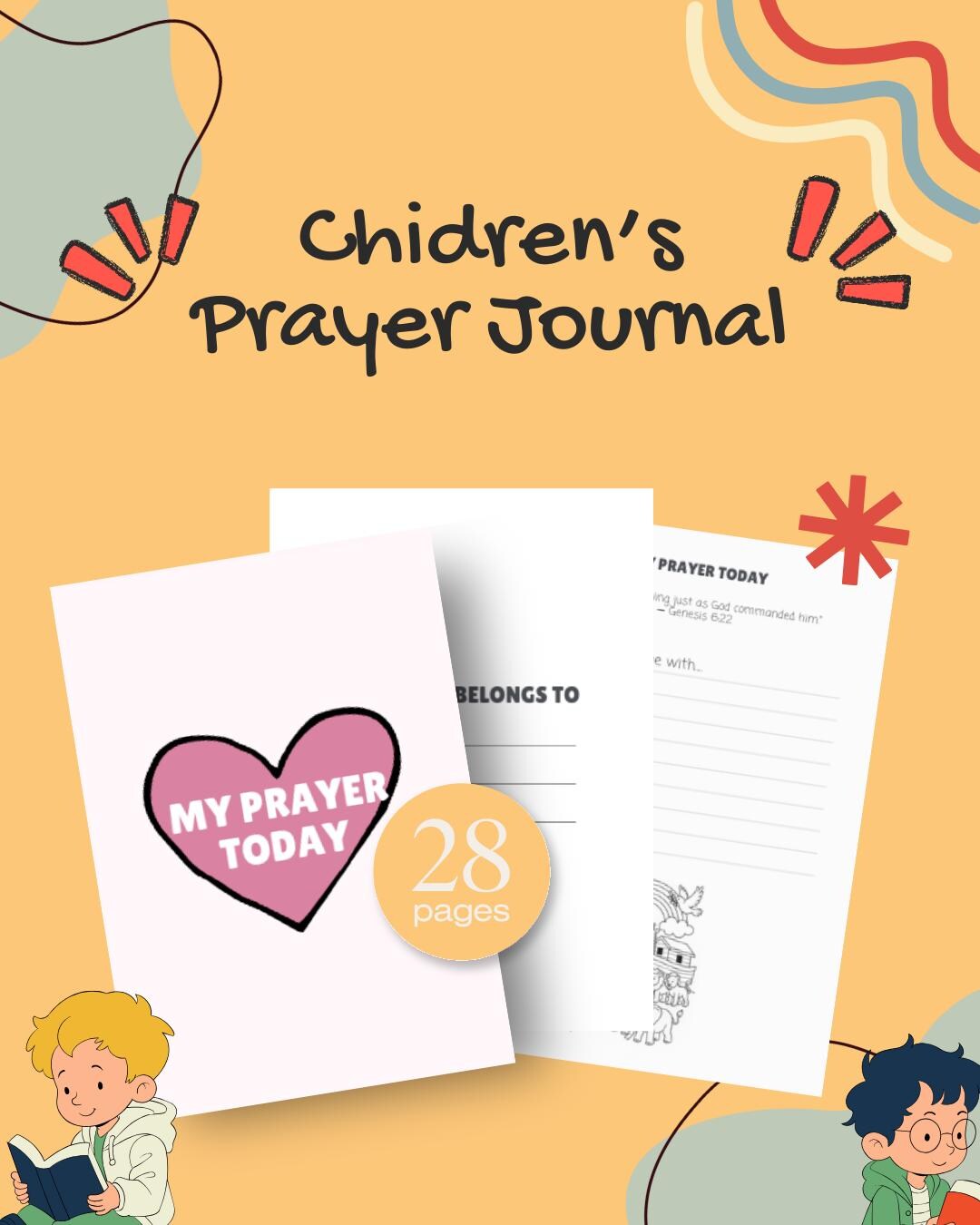 My Prayer Today – Kids Prayer Journal + Bible Coloring Book (50 Pages ...