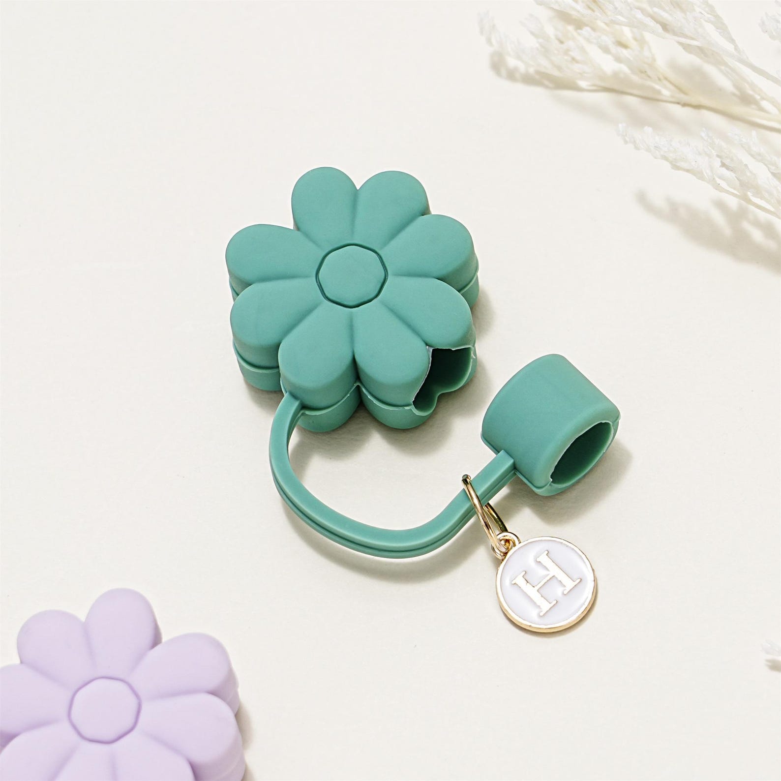 Delicate Daisy Straw Topper With Letter Charm,flower Straw Accessory ...