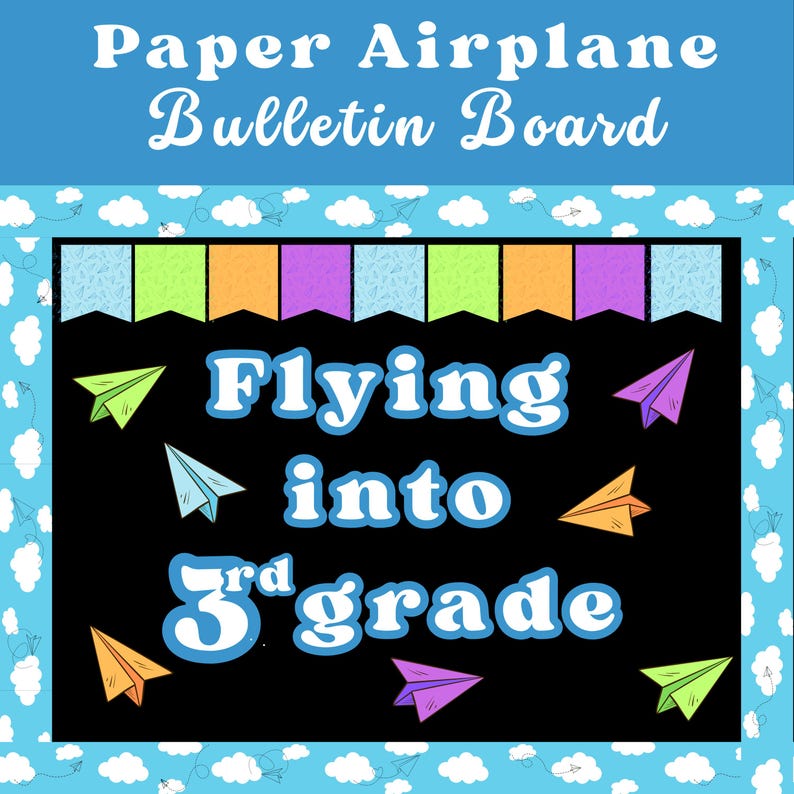 Paper Airplane Bulletin Board, Class Decor, Hallway Display, Door ...