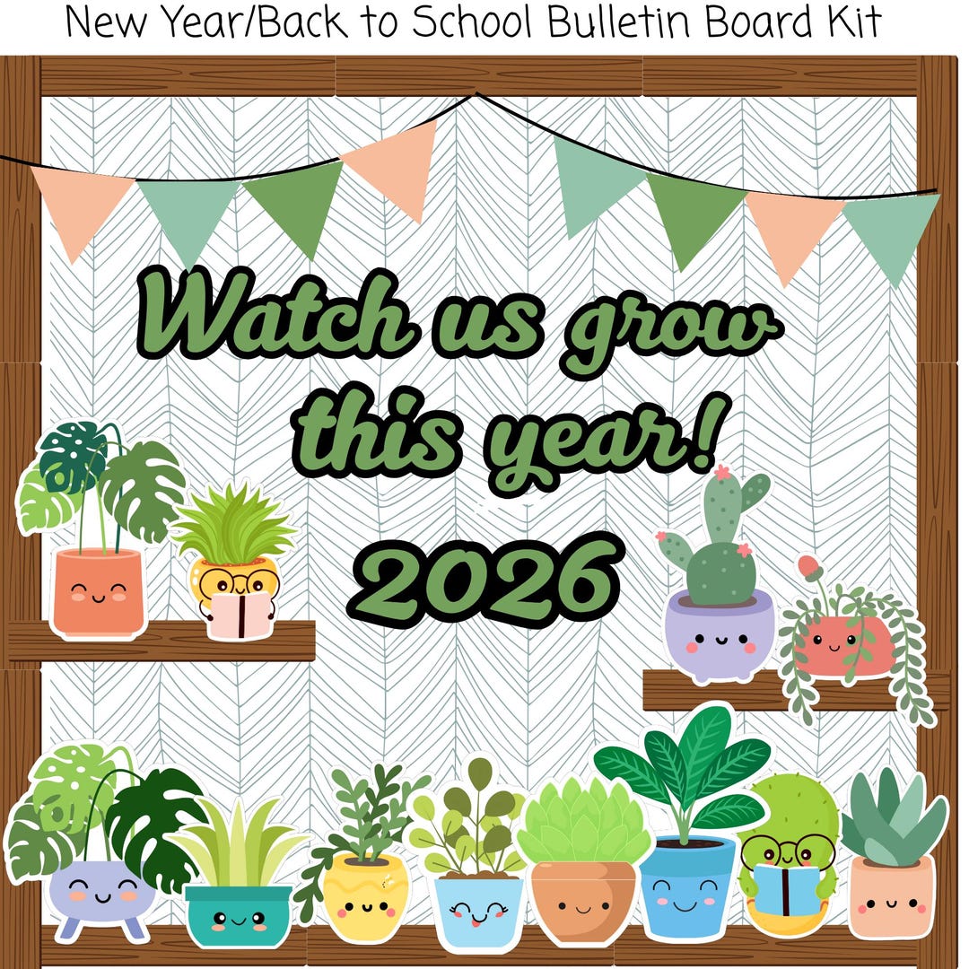 Happy New Year Botanical Bulletin Board Kit Classroom Door Decoration ...