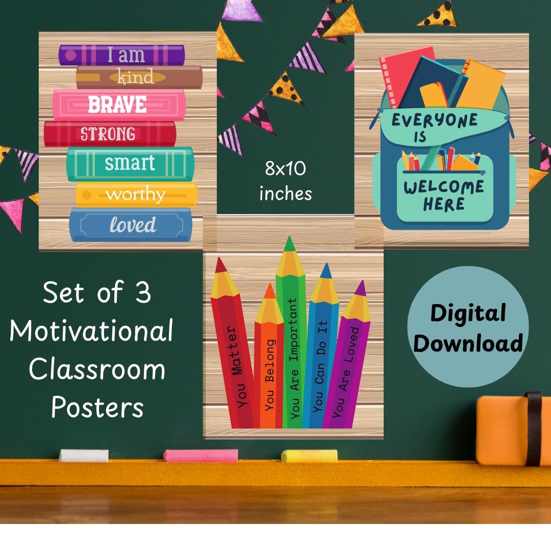Motivational Classroom Poster: Bright Colors, Positive Self Talk (PDF ...
