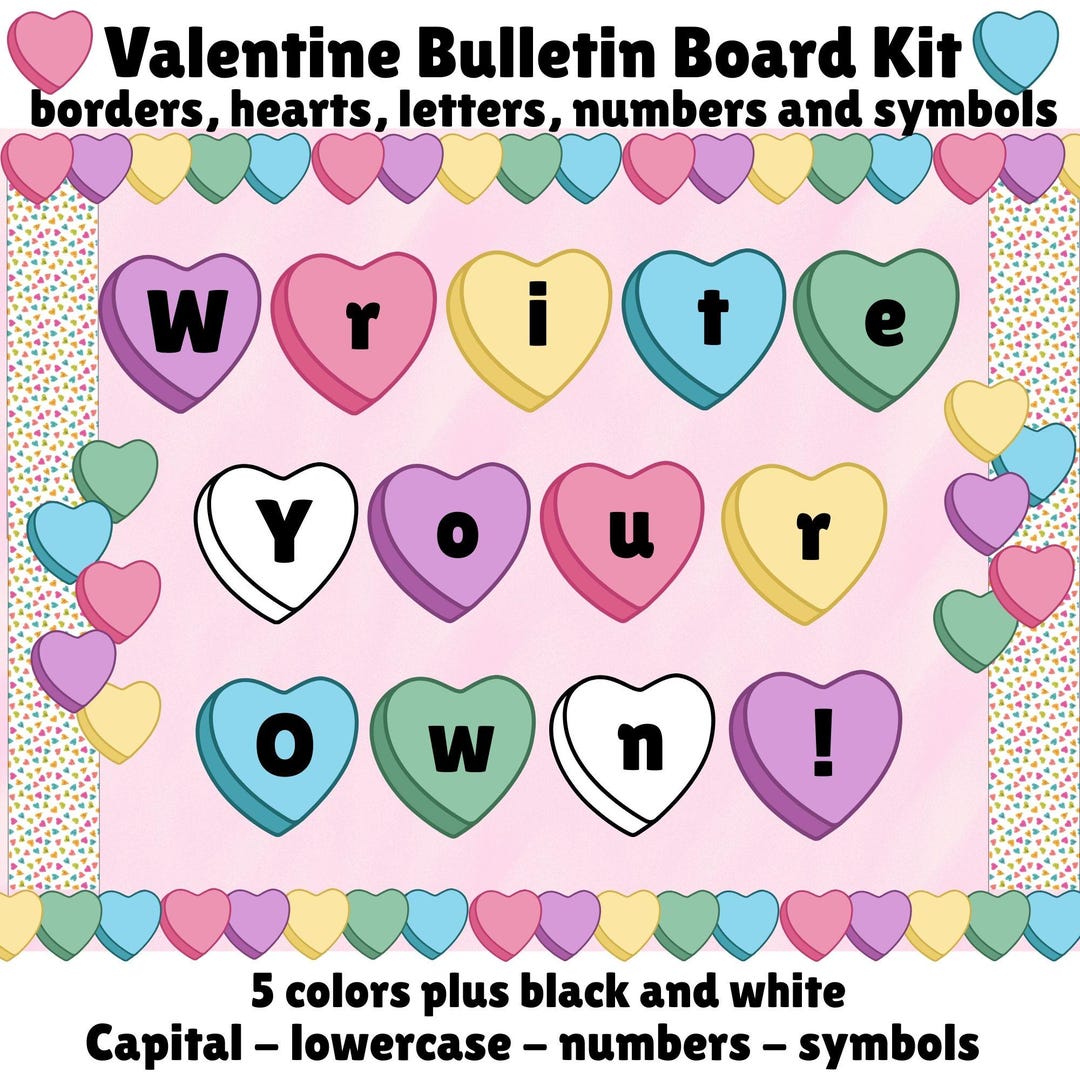 Valentines Day Conversation Heart Bulletin Board Kit Door Decoration - Etsy