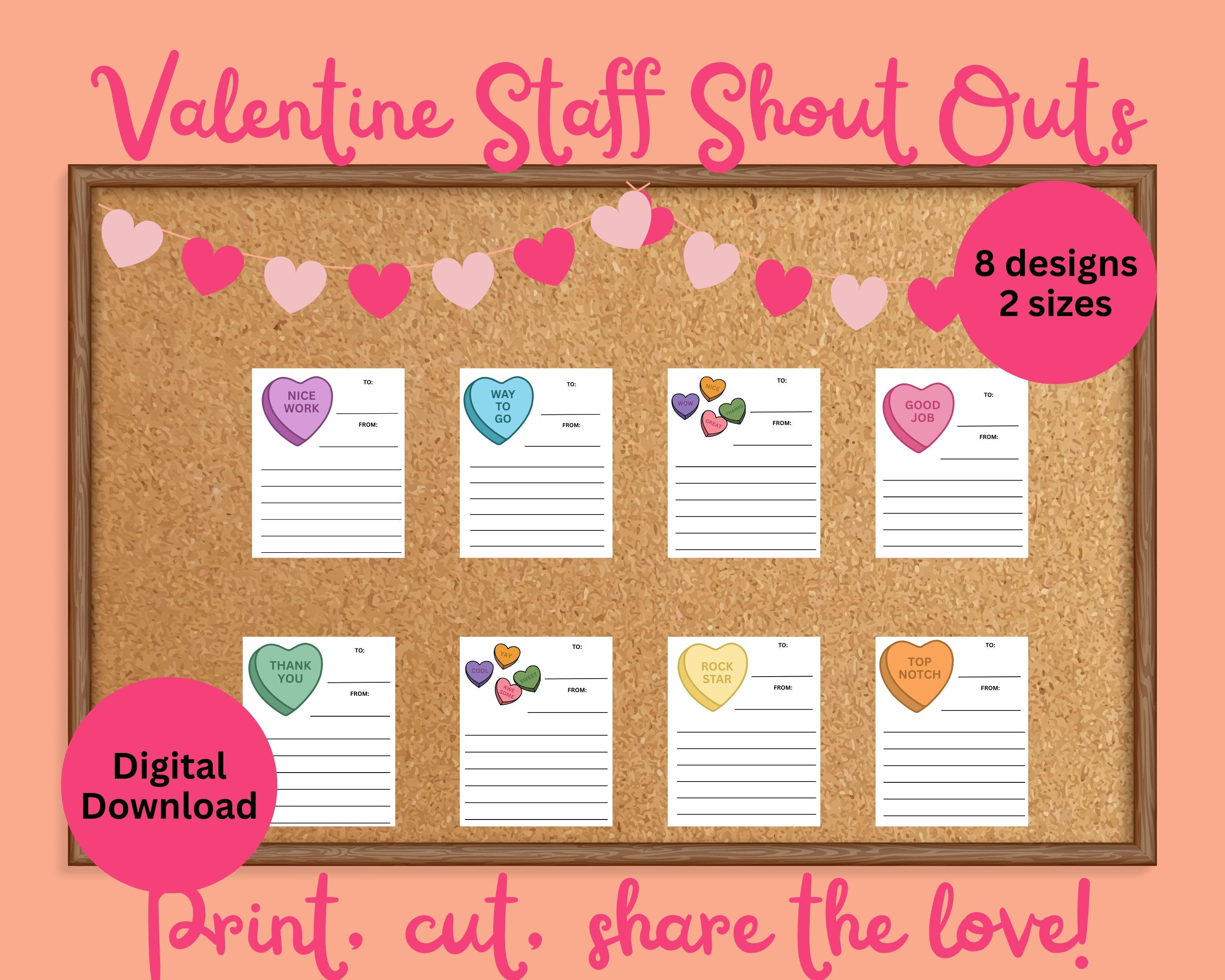 Valentine Staff Shout Out Employee Recognition Notes February Bulletin ...