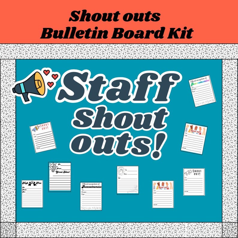 Staff Shout Outs Bulletin Board Kit: Employee Engagement (PDF Download ...