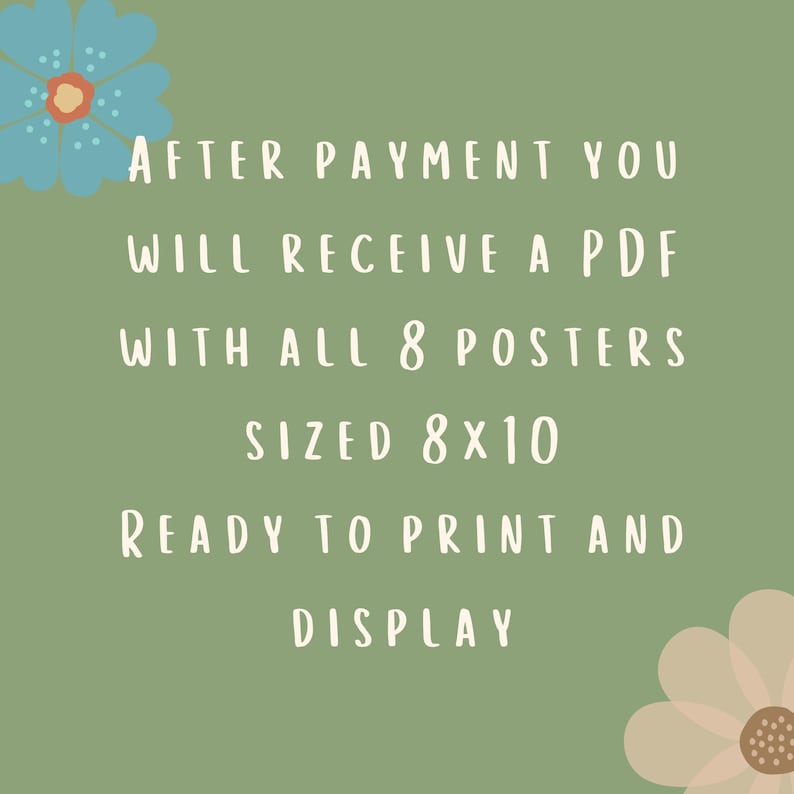 Boho Floral Classroom Posters: Set of 8 Motivational Prints (8x10 ...