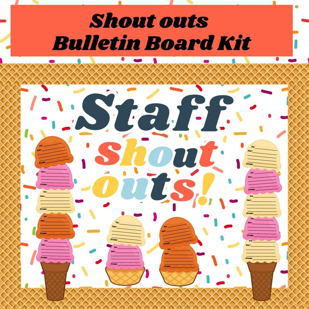 Ice Cream Staff Shout Out Bulletin Board Kit: Team Building Activity ...