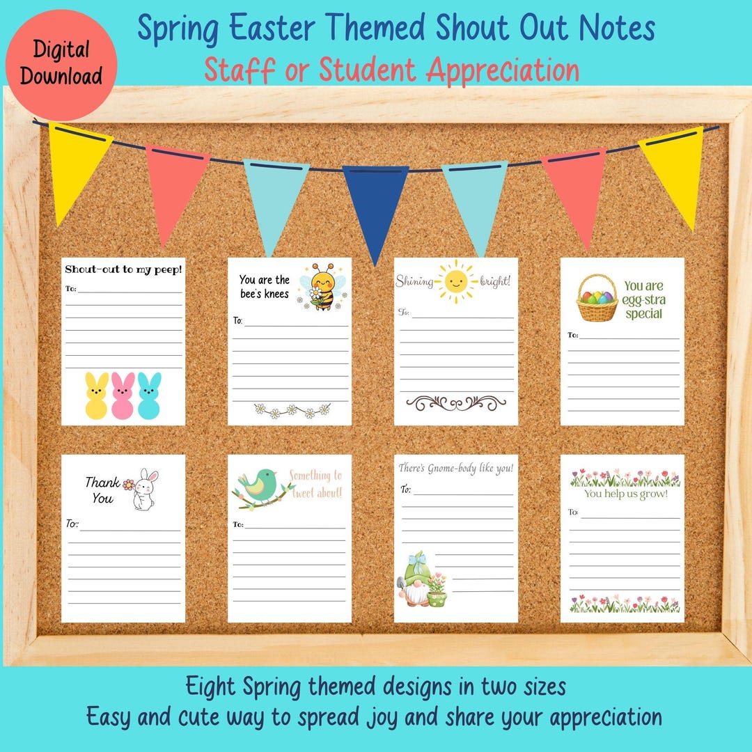 Spring Easter Themed Staff Shout Out Notes Cards Employee Recognition ...