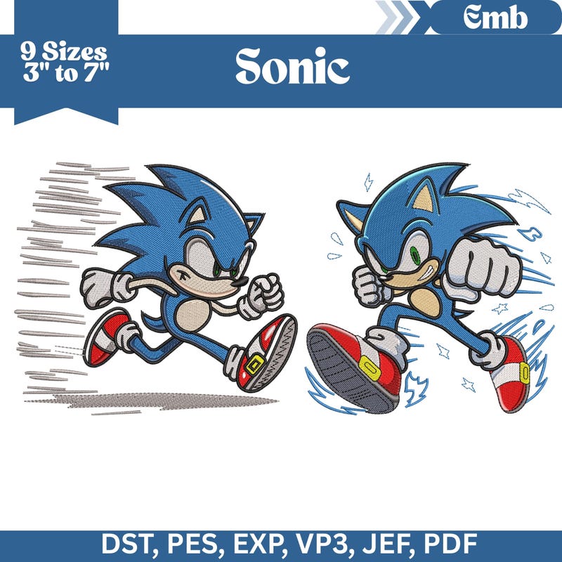 Sonic Embroidery Designs - Etsy